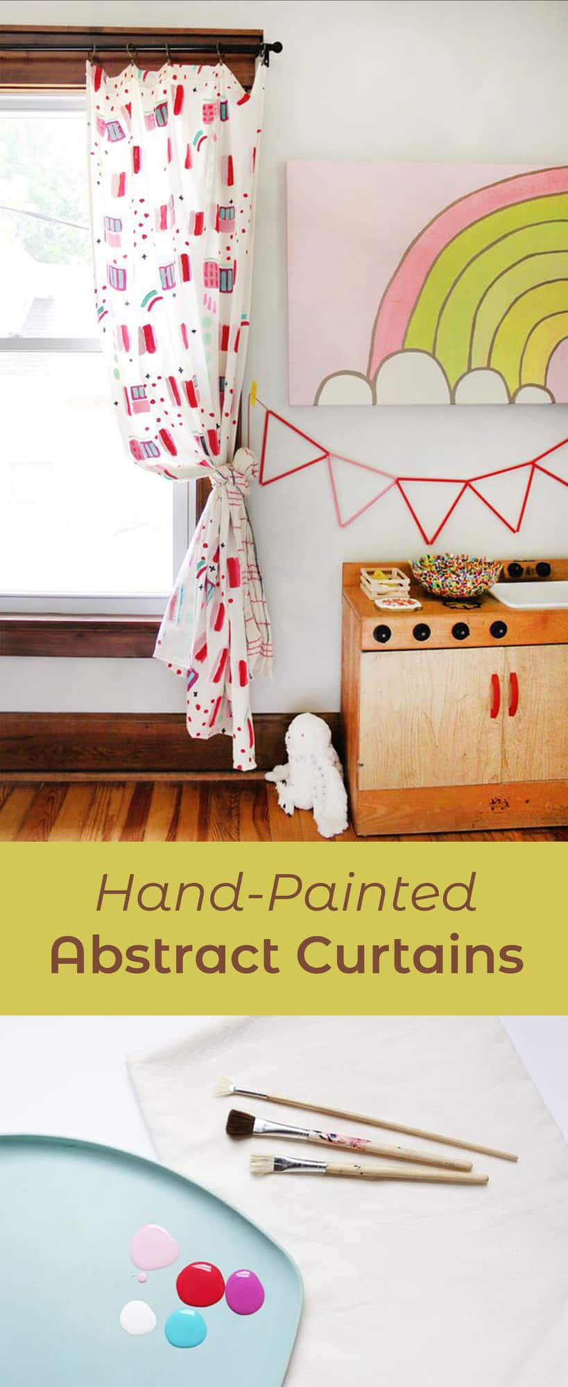 Try This: Hand-Painted Abstract Curtain Panel DIY - A Beautiful Mess