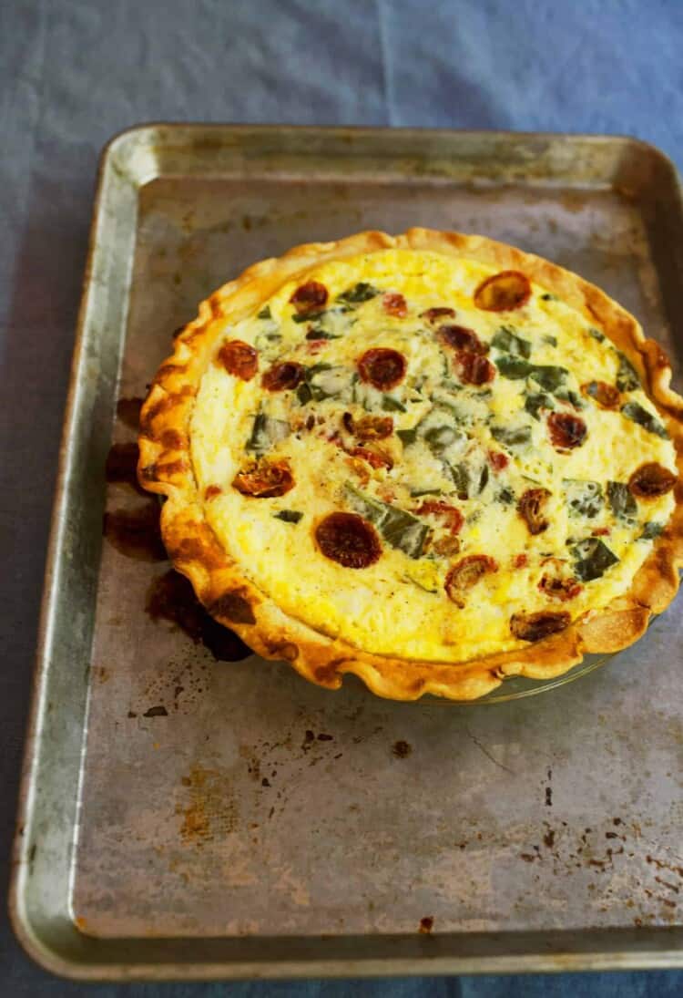 Oven Roasted Tomato, Basil, and Mozzarella Quiche - A Beautiful Mess