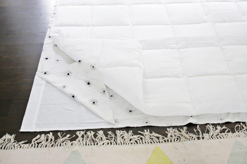 Make An Easy Duvet Cover With Any Flat Sheet! - A Beautiful Mess