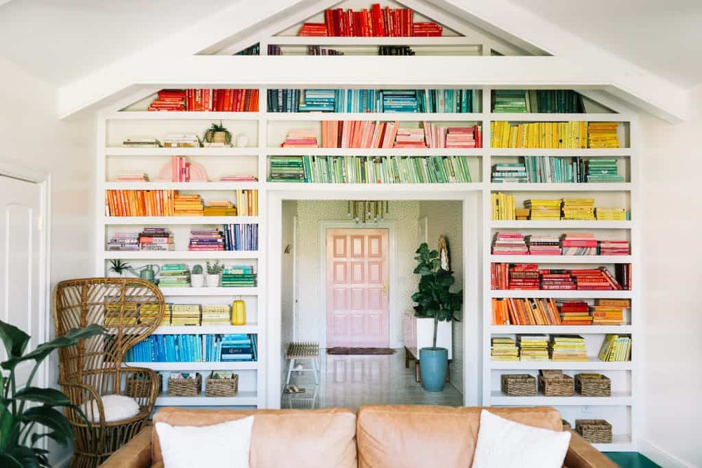 How to Style Rainbow Bookshelves - A Beautiful Mess
