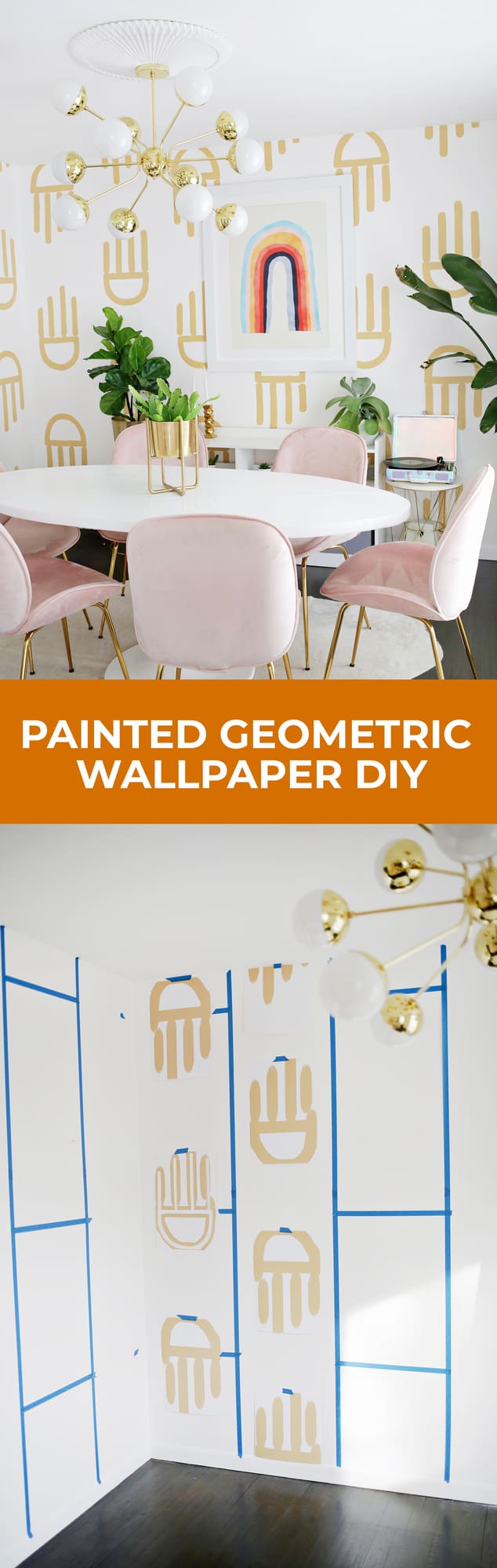 Geometric Painted Wallpaper DIY - A Beautiful Mess