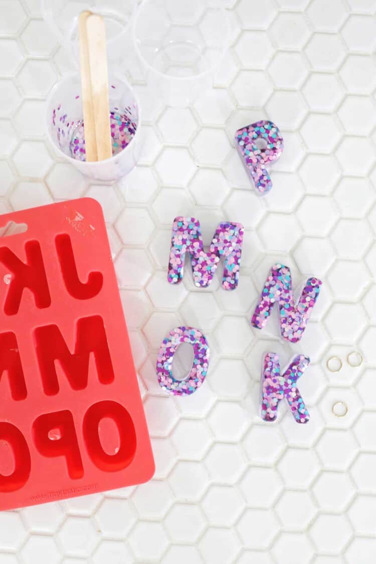 Glitter Letter Keychain DIY - A Beautiful Mess