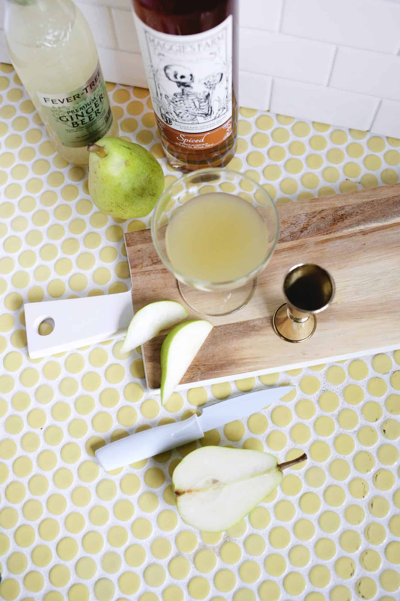 Sparkling Spiced Pear + Ginger Cocktail - A Beautiful Mess