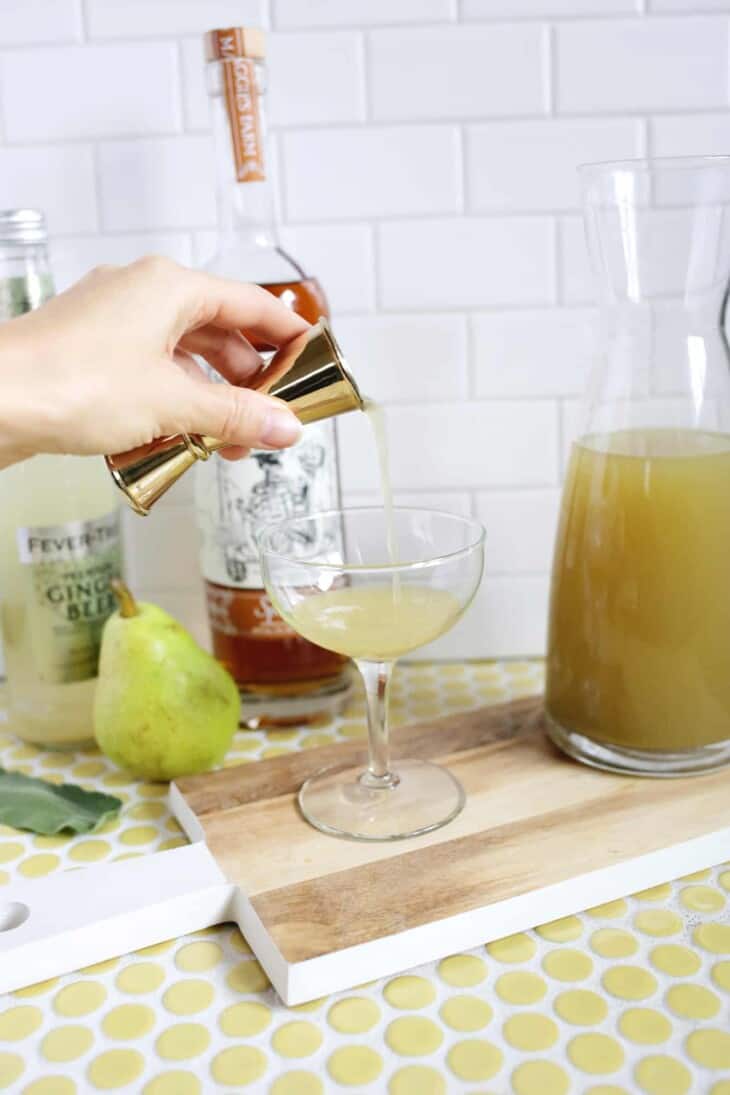 Sparkling Spiced Pear + Ginger Cocktail - A Beautiful Mess