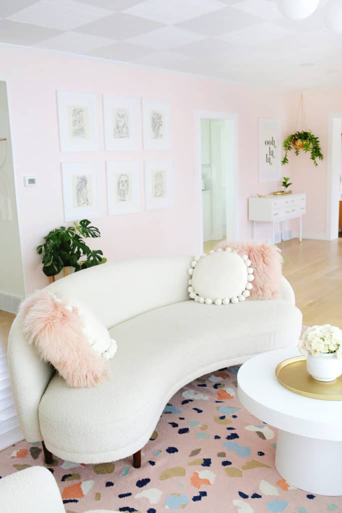 '70s Pink Living Room Makeover (Before + After!) - A Beautiful Mess