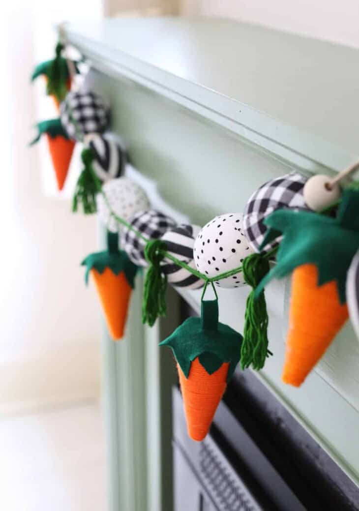 Spring Garland DIY Idea - Yarn Carrots - A Beautiful Mess