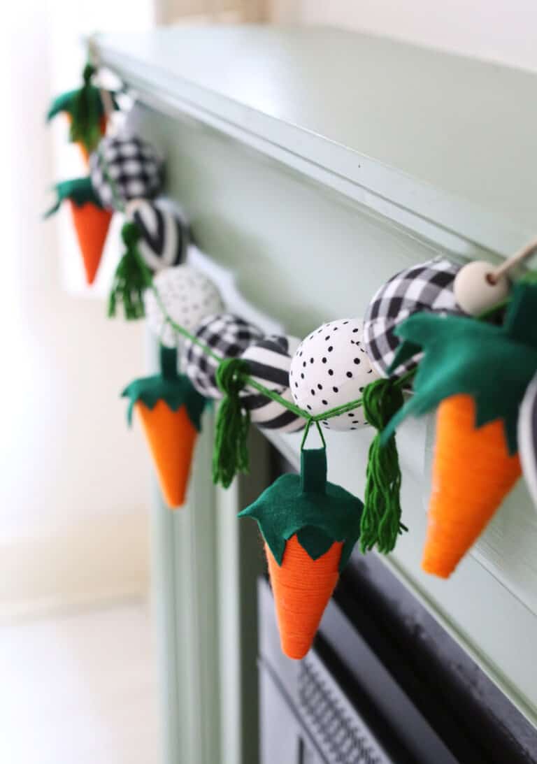 Spring Garland DIY Idea - Yarn Carrots - A Beautiful Mess