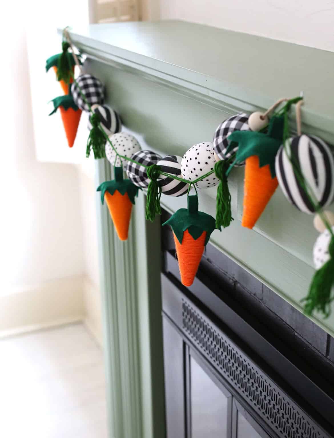 Spring Garland DIY Idea - Yarn Carrots - A Beautiful Mess