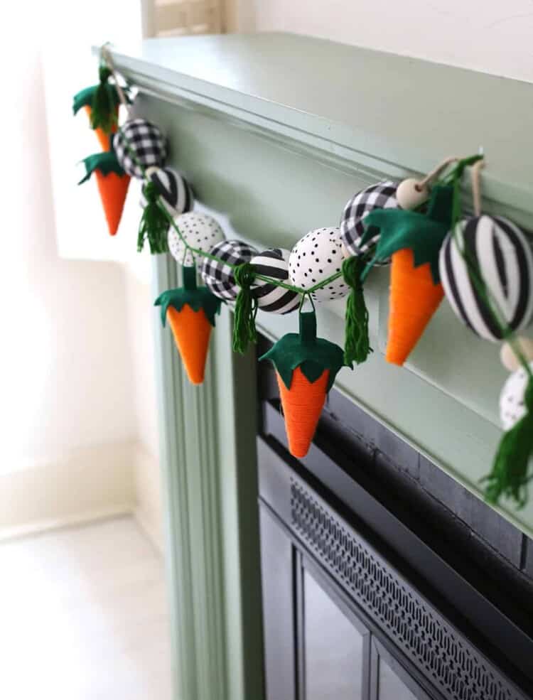 Spring Garland DIY Idea - Yarn Carrots - A Beautiful Mess