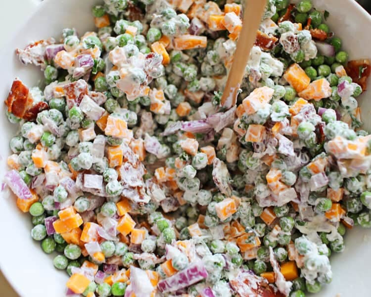 Classic Pea Salad with Bacon - A Beautiful Mess